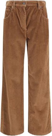 Brunello Cucinelli Gerade Samthose - - Trousers - Damen - Braun - M