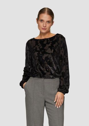 s.Oliver Langarmshirt T-Shirt Transparentes Samt-Longsleeve mit All-over-Muster