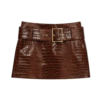 Rowen Rose Jupe crayon Croco - Femme - Jupes - Brun - Taille: 36 FR