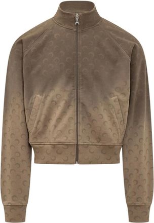 Marine Serre Homme, Sweatshirts et sweats &agrave; capuche, Brun, Taille: XS Faded Moon Zipped SweaT-shirt