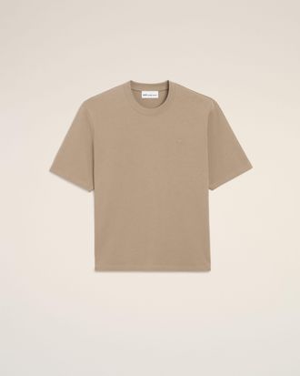 Ami T-shirt Beige Ami De Coeur Emboss&eacute; en Coton Beige Taupe - XXXL - Unisex