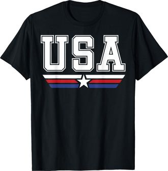 Trendy Apparel USA United States of America Tricolor Banner T-Shirt