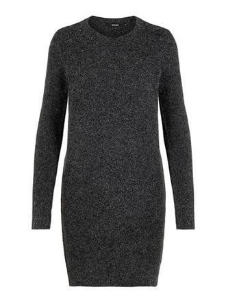 Vero Moda NOS Vmdoffy Ls O-Neck Dress Noos, Robe Femme, Noir (Black Detail: Melange), 36 (Taille Fabricant: X-Small)