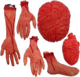 Hemoton 6 Pi&egrave;ces D&eacute;coration dhalloween Accessoire De F&ecirc;te Sanglant Accessoire De D&eacute;coration Sanglant Jouets Farces Parties du Corps Sanglantes Halloween avec 