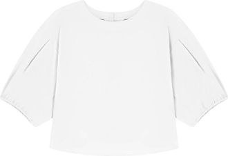 Emporio Armani Femme, Blouses et Chemises, Blanc, Taille: 44 FR Blouse en popeline &agrave; manches bouffantes