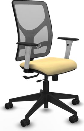 Piqueras y Crespo Arbeitsstuhl mit wei&szlig;en und schwarzen Armlehnen, h&ouml;henverstellbare Lendenwirbelst&uuml;tze, ausgestattet mit Syncro/Traslack und Schneideschaum, Grau/Creme