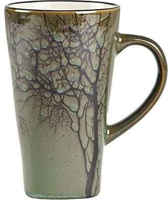 Villa Collection Hela Mug Dia 50 cl - Grande Tasse en Gr&egrave;s 9 x 15 cm - Caf&eacute; & Th&eacute;s - Resistant & Design - Motif Bois - anniversaire, f&ecirc;te des m&egrave;res, f&ecirc;te des p&egrave;res, no