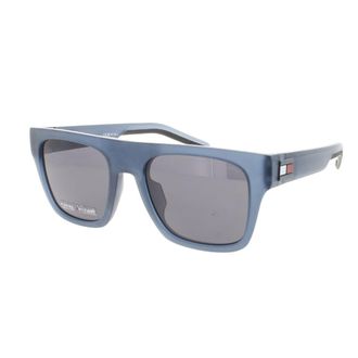 Tommy Hilfiger Sonnenbrille mit mattblauem Rahmen und grauen Gläsern