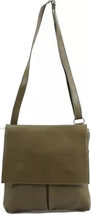 Generic Vera Pelle Sac à bandoulière en cuir souple pour femme VP-C818, vert foncé, Medium