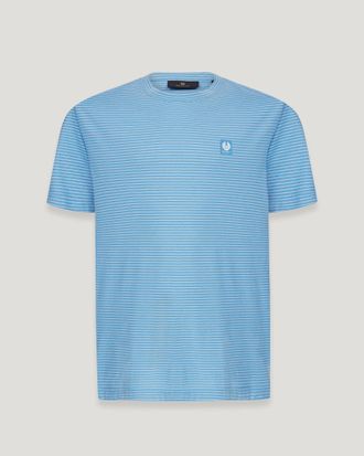 Belstaff Belstaff T-shirt À Microrayures pour homme Jersey à microrayures teint en fil Bleu aqua/naturel Taille 2XL