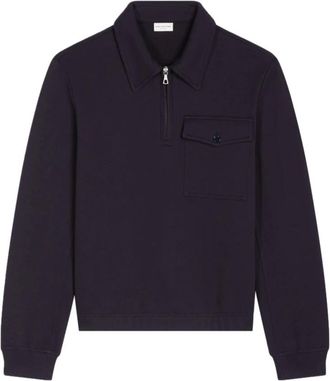 Dries Van Noten Homme, Sweatshirts et sweats &agrave; capuche, Bleu, Taille: L Polo SweaT-shirt