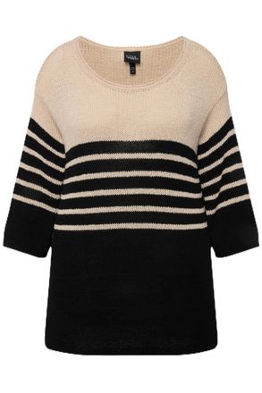Ulla Popken Damen Streifen Pullover, Schwarz, 50-52