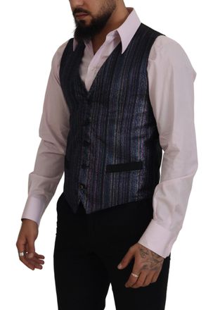 Dolce & Gabbana Mens Multicolor Polyester Waistcoat Dress Formal Vest