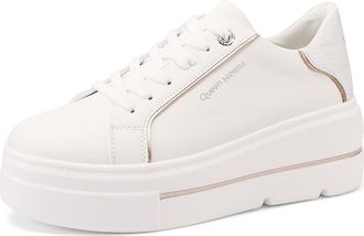 Queen Helena Casual Sneakers Turnschuhe Platform Damen X32-1, Weiß, 41 EU