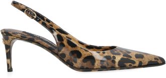 Dolce & Gabbana Womens Leopard Calfskin Slingback Pumps Beige