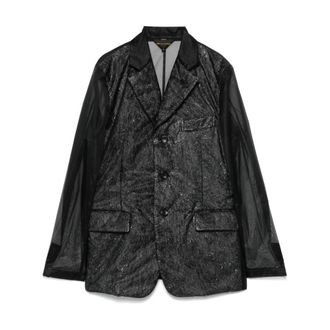 Comme Des Gar&ccedil;ons Schwarze- gekn&ouml;pfte Jacke mit transparenten Eins&auml;tzen - - Jackets - Damen - Schwarzk - M
