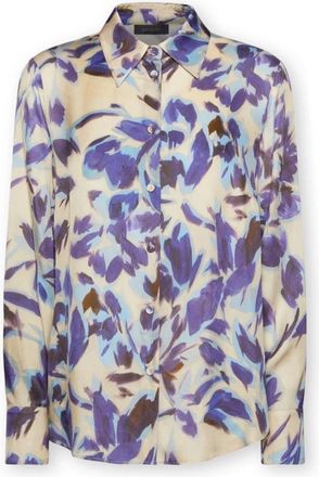 Elena Miro Femme, Blouses et Chemises, Violet, Taille: 42 FR Viscose Satin Printed Shirt