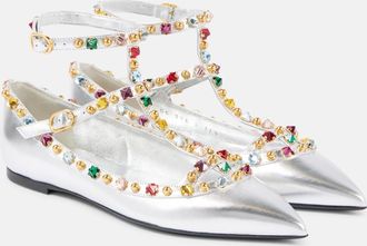 Valentino Garavani Ballerines Rockstud en cuir à ornements