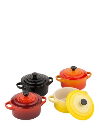 LE CREUSET 4-Tlg. Set: Mini-Cocottes Feuer Und Flamme schwarz
