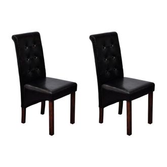 vidaXL Chaises &agrave; manger lot de 2 noir similicuir