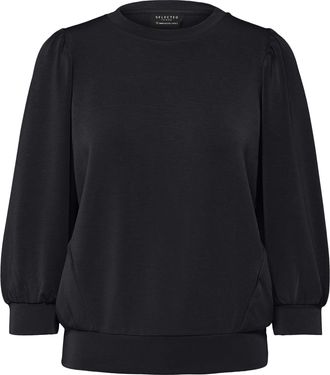 Selected Damen Slftenny 3/4 Sweat Top Noos, Schwarz, M