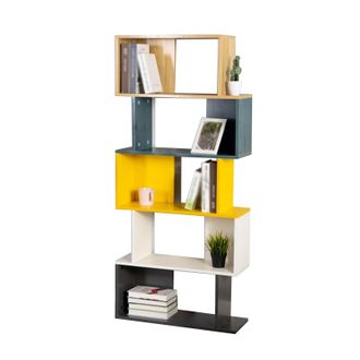 Generic Geometrisches Bücherregal aus Metall, schmales, bodenstehendes Bücherregal aus Spanplatte, platzsparendes Lagerregal for das Wohnzimmer, geeignet for 