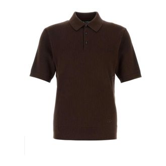 Dolce & Gabbana Micro-Rib Baumwoll-Polohemd - - Tops - Herren - Braun - M