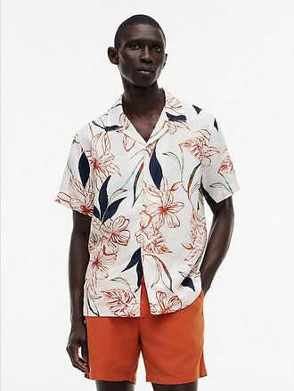 Tommy Hilfiger Chemise coupe standard manches courtes &agrave; motif en lin