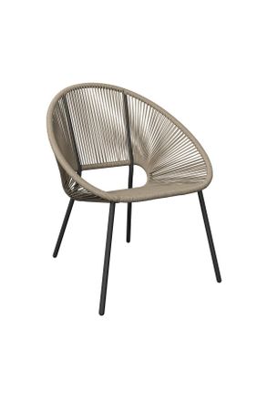 ambia GARDEN Gartensessel, Schwarz, Beige, Metall, Kunststoff, rund, 69x82x68 cm, stapelbar, Gartenm&ouml;bel, Gartenst&uuml;hle, Gartenst&uuml;hle