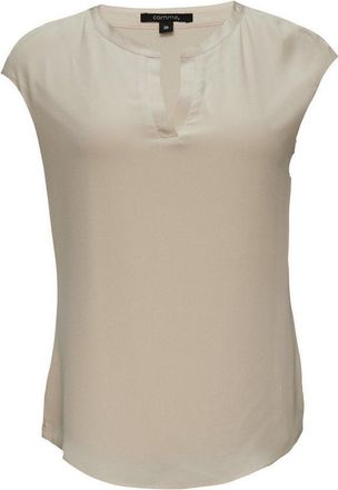 Comma Kurzarmshirt T-Shirt Blusenshirt mit Satinblende