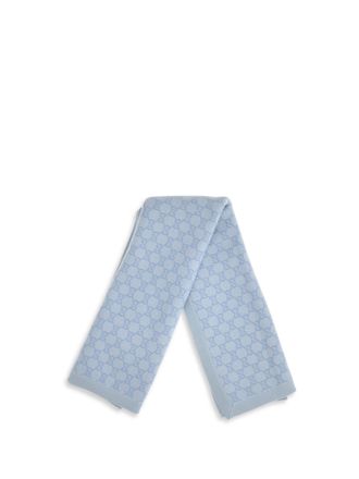 Gucci Boys Gg Monogram Wool Blanket For Baby Ivory-Sky Blue Merino Ovis Aries Scarf Ivory/sky Scarfs