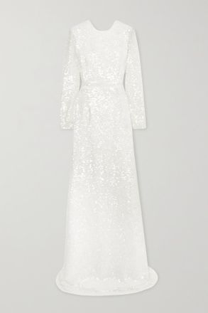 Erdem Yoanna Robe Aus Chiffon Mit Pailletten - Elfenbein