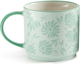 Miquelrius Keramiktasse, dekoriert, Tasse mit Henkel, Maße 95 x 95 x 80 mm, Kollektion Happy Daisies, Grün