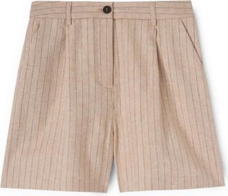 Motivi Femme, Shorts, Beige, Taille: 36 FR Short &agrave; fines rayures en lin m&eacute;lang&eacute;