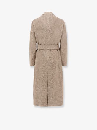 Golden Goose Womens Wrinkled Virgin Wool Blend Coat Beige