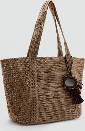 Mango Sac cabas fibre naturelle beige - Femme - Taille unique - MANGO