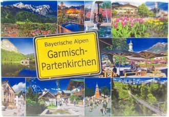 Generic Garmisch Partenkirchen Magnet Foto Souvenir Ortsschild Zugspitze Berge