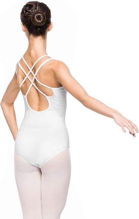 Arabesque Bequemer Turnanzug mit gekreuzten Tr&auml;gern auf der R&uuml;ckseite, die einen spektakul&auml;ren Look 2003 (L, wei&szlig;)