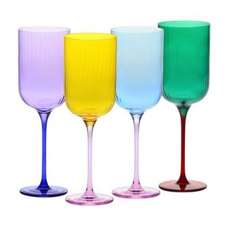 Krosno Verres &agrave; vin 350 ml - Lot de 4 pi&egrave;ces - Collection Aurora - Multicolore - Faits main, verre color&eacute; - Cristal sans plomb - &Eacute;l&eacute;gants et modernes - Id&eacute;al
