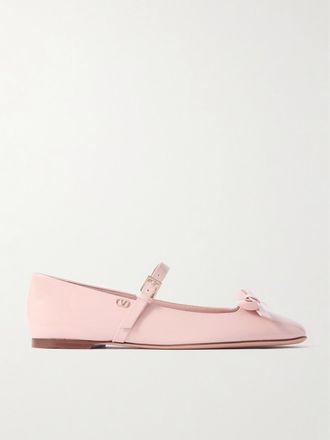 Valentino Garavani Mary-jane-ballerinas Aus Lackleder Mit Schleife - Pink