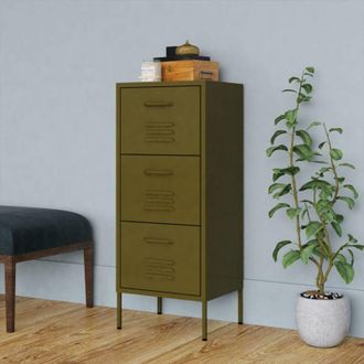 vidaXL Beistellschrank Olivgr&uuml;n 42,5x35x101,5 cm Stahl Vidaxl