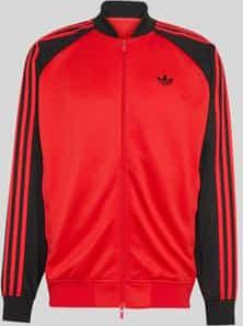 adidas Originals Relaxed Fit Sweatjacke mit Logo-Stitching und Zweiwege-Rei&szlig;verschluss