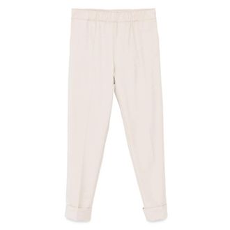 D.exterior Beige Hose mit elastischem Bund und B&uuml;ndchen - - Trousers - Damen - Beige - XS