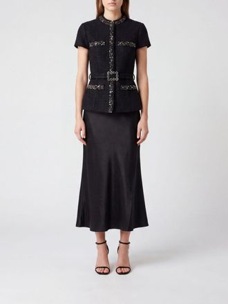 Self Portrait Slim-Fit-Midi-Hemdblusenkleid von aus Cr&ecirc;pe mit Schmuckg&uuml;rtel