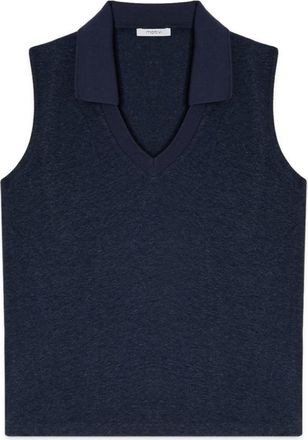 Motivi Femme, Tops, Bleu, Taille: 36 FR Top en jersey m&eacute;lang&eacute; lin flamm&eacute;