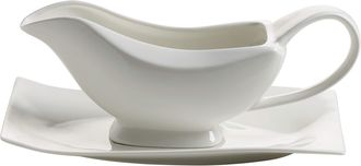 Maxwell & Williams RP11610 Sauciere mit Untertasse 400 ml Volumen - Porzellan Weiß - Soßenkanne - Motion, Geschenkbox
