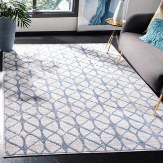 Safavieh Geometrisch Teppich für Wohnzimmer, Esszimmer, Schlafzimmer - Amelia Collection, Kurzer Flor, Grau und Blau, 122 X 183 cm