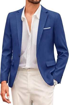 Coofandy Sportlich Herren Sakko Modern Freizeit Blazer Klassischer Anzug 1 Knopf Jackett Regular Fit Leichte Anzugjacke Snorkelblau XXL