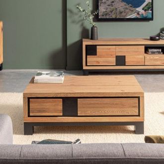 Pier Import Pier Import - Table basse pin bross&eacute; carr&eacute;s noirs arad