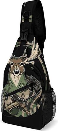 Generic Sacoche Port&eacute; &eacute;paule Camouflage drapeau am&eacute;ricain pour la chasse au cerf noir Mode Sacs &agrave; Bandouli&egrave;re Polyester Sac Poitrine pour &eacute;cole Voyage Camping